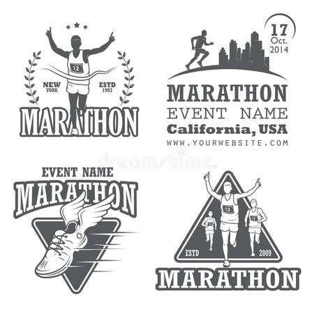 Set of Running Marathon and Jogging Emblems Stock Vector - Illustration ...