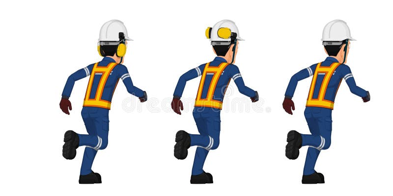 Set of Running Worker on White Background Stock Illustration ...