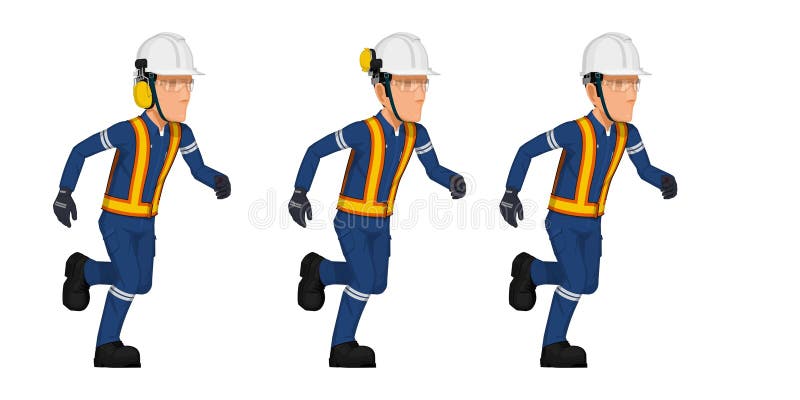 Set of Running Worker on White Background Stock Illustration ...