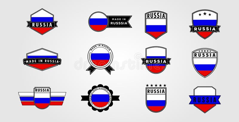 Set of Russia Flag Badge Logo Vector Illustration Design. Collection ...