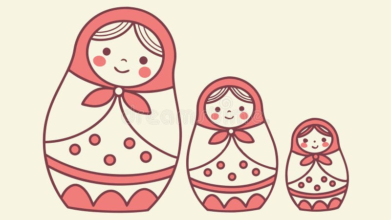 A Set of Russian Matryoshka Nesting Dolls in a Row, Vector Design ...