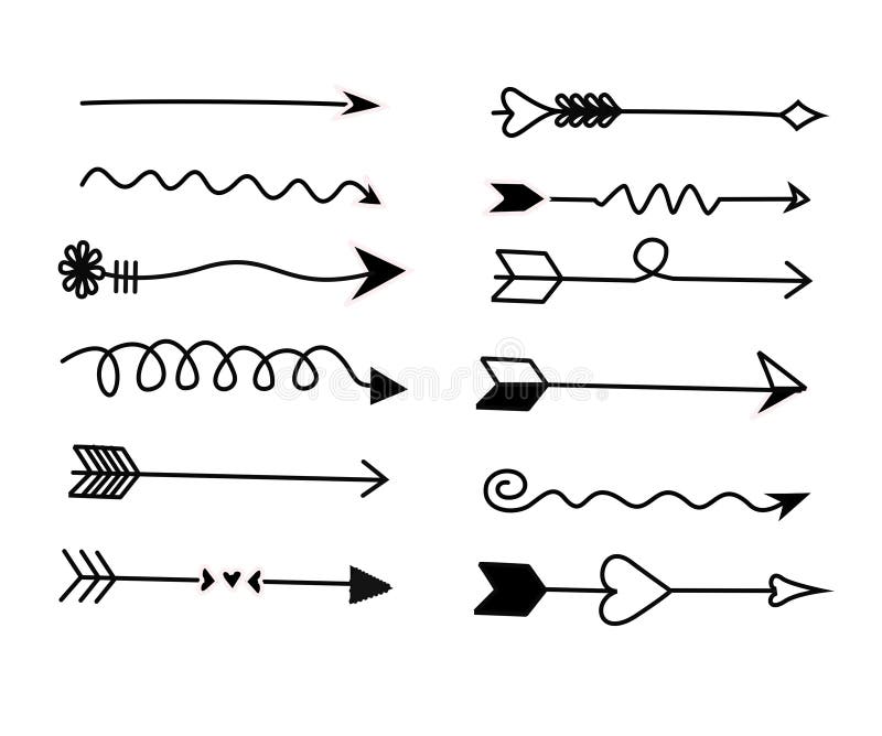 Set of Rustic Arrow Hand Drawn Vector Stock Vector - Illustration of ...