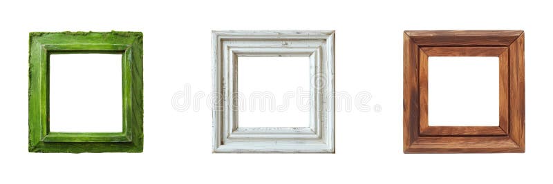 Set of Rustic Wooden Picture Frames in Various Colors Isolated on ...