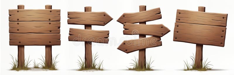 Set of Rustic Wooden Signs. Blank Empty Signs. Different Styles ...
