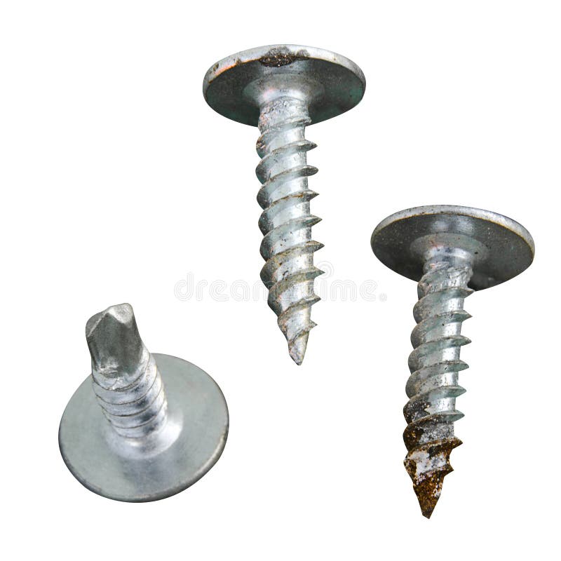 Set of Rusty Screws Isolated on White Background Stock Image - Image of ...
