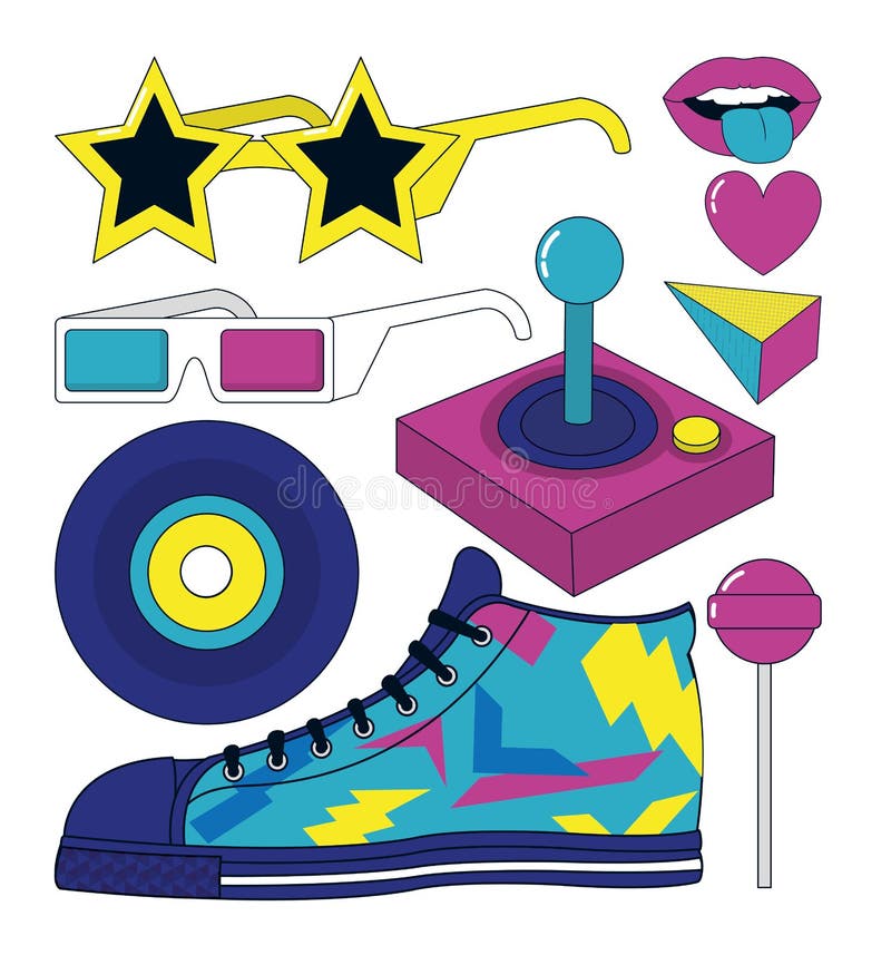 Set of 90s Elements and Technology Stock Vector - Illustration of 1990s ...