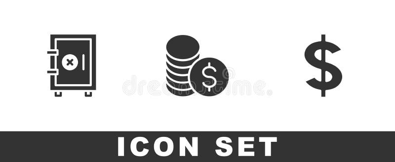Set Safe, Coin Money with Dollar and Dollar Symbol Icon. Vector Stock ...