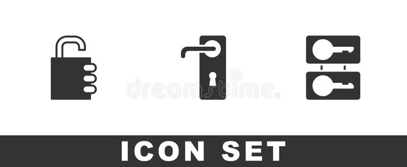 Set Safe Combination Lock, Door Handle and Casting Keys Icon. Vector ...
