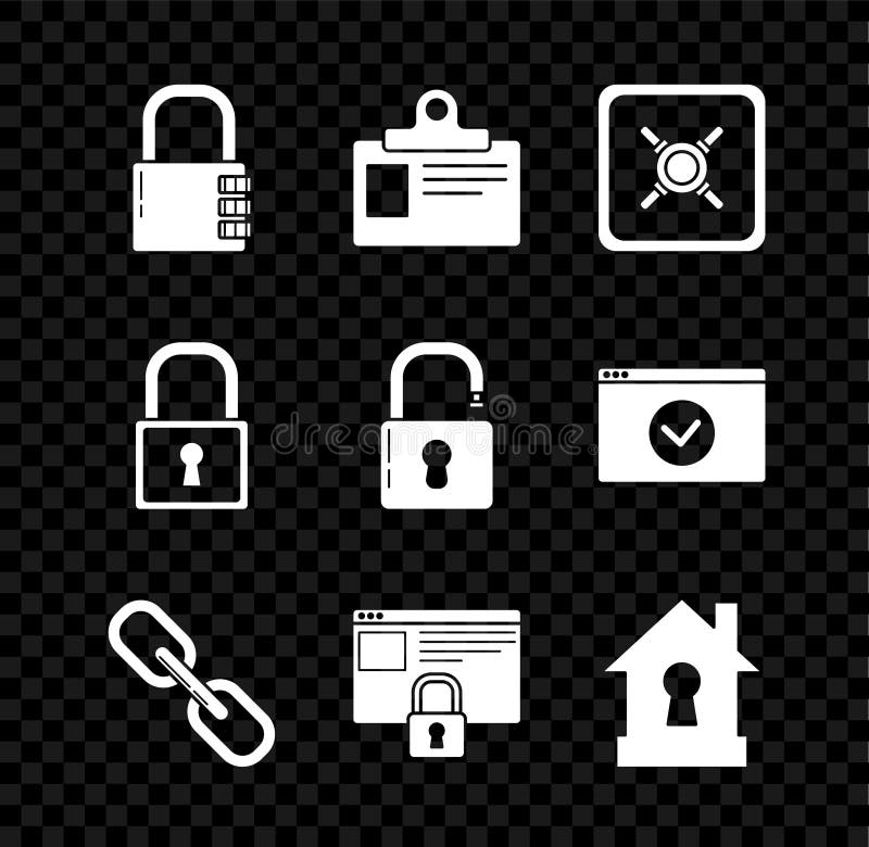 Set Safe Combination Lock, Identification Badge, Chain Link, Secure ...