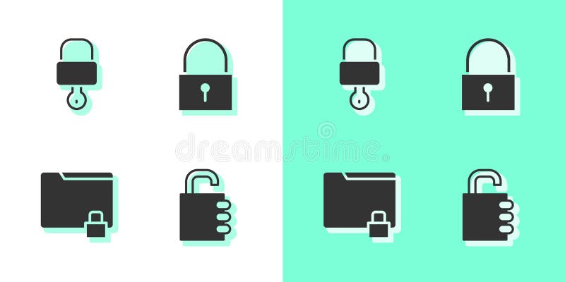 Set Safe Combination Lock, Lock and Key, Folder and Icon. Vector Stock ...