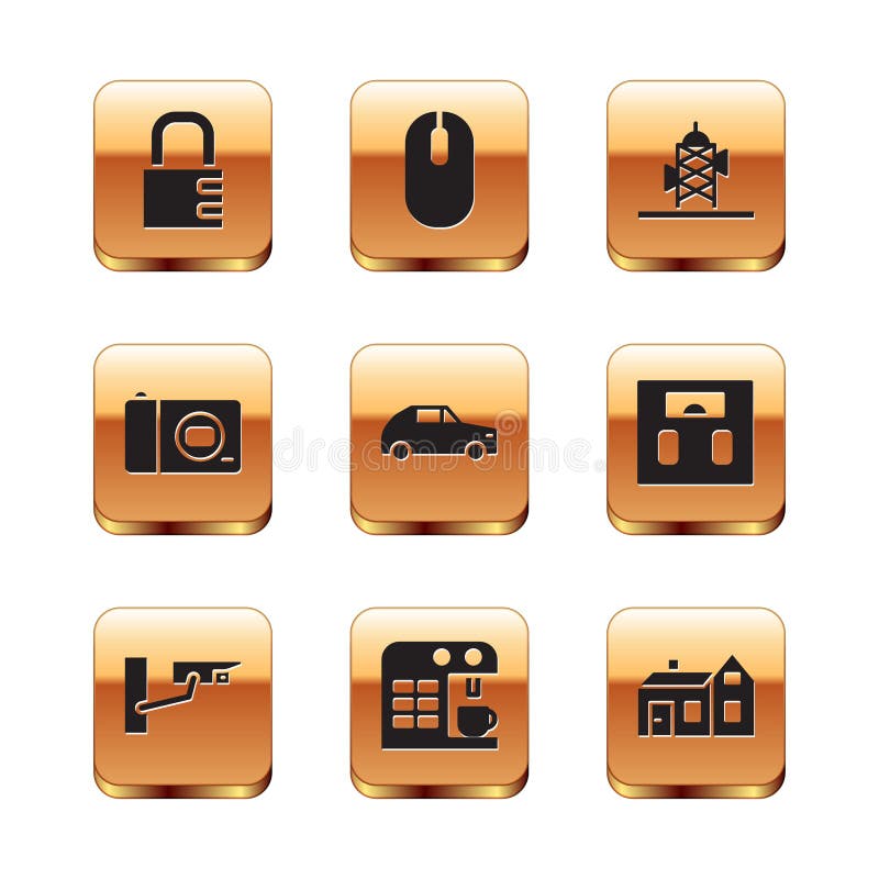 Set Safe Combination Lock, Security Camera, Coffee Machine, Car, Photo ...