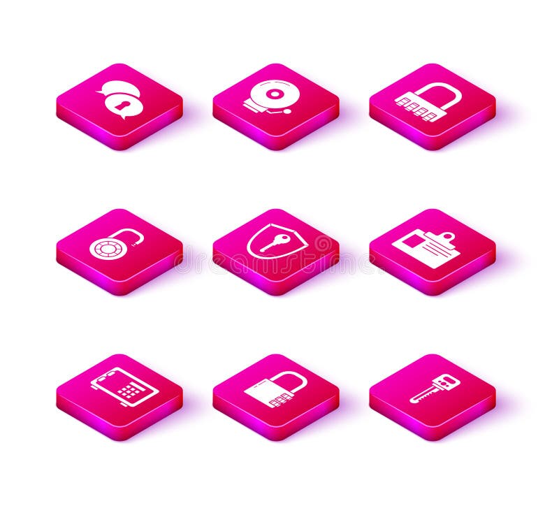 Set Safe, Combination Lock, Wheel, Shield with Key, Key, Identification ...