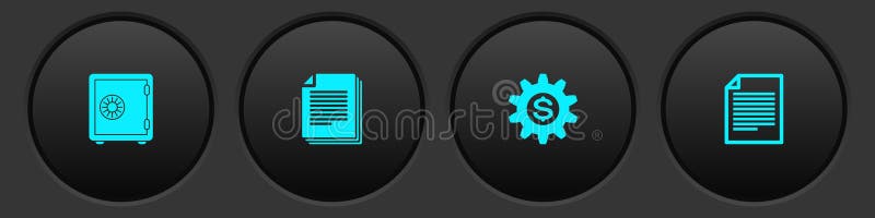 Set Safe, Document, Gear with Dollar Symbol and Icon. Vector Stock ...