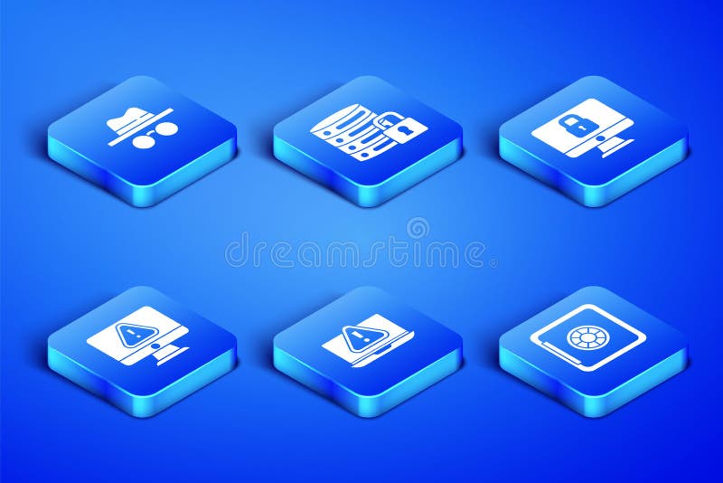 Set Safe, Incognito Mode, Laptop with Exclamation Mark, Monitor, Server ...