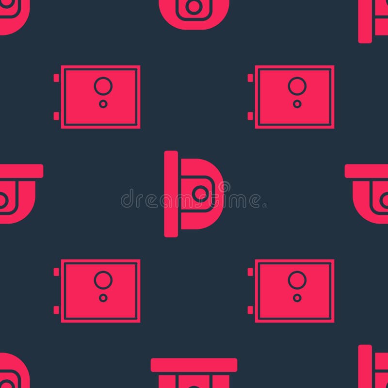 Set Safe And Motion Sensor On Seamless Pattern Vector Stock Illustration Illustration Of