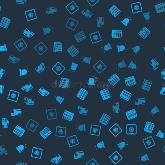 Set Safe, Server, Data, Web Hosting, Motion Sensor and Folder and Lock on Seamless Pattern ...