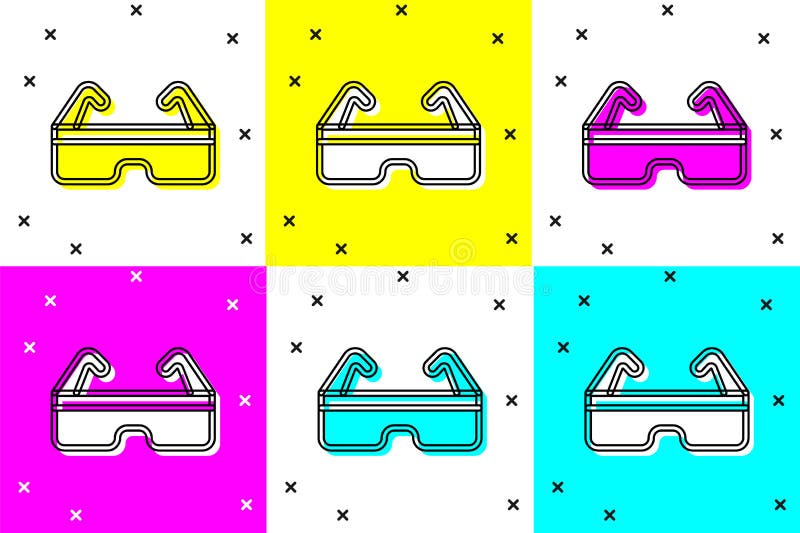 Set Safety Goggle Glasses Icon Isolated on Color Background. Vector ...
