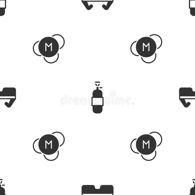 Set Safety Goggle Glasses, Propane Gas Tank and Molecule on Seamless ...