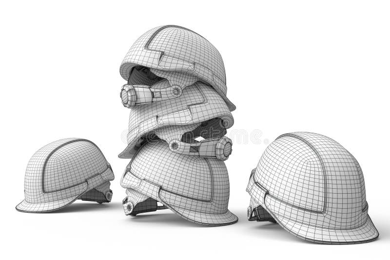 Set of Safety Helmet or Hard Cap Isolated on White Background Stock ...