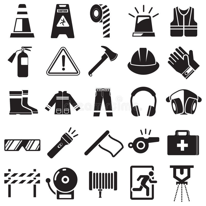 Set of Safety Icon Isolated on White Background. Stock Illustration ...