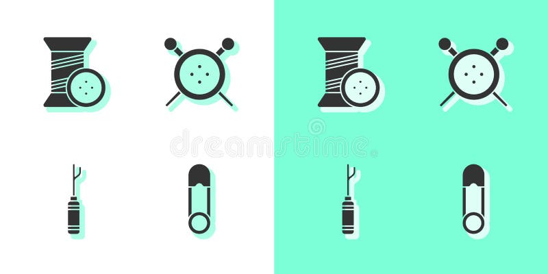 Set Safety Pin, Sewing Thread and Button, Awl Tool and Knitting Needles ...