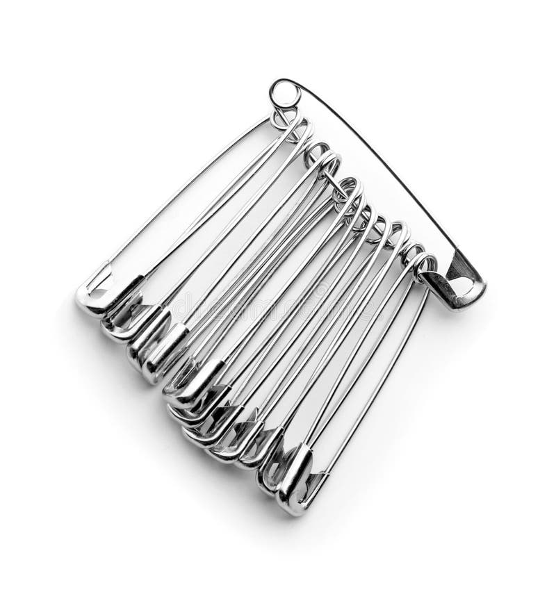 Set of Safety Pins on White Background Stock Image - Image of tailor ...