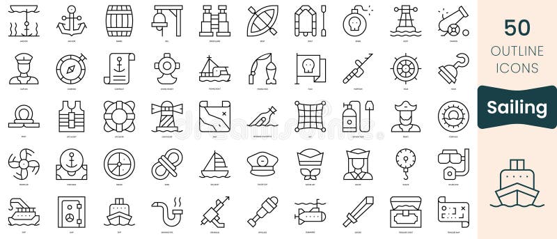 Set of Sailing Icons. Thin Linear Style Icons Pack Stock Vector ...