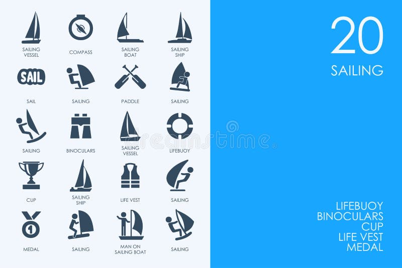 Set of sailing icons stock vector. Illustration of navigation - 81878058