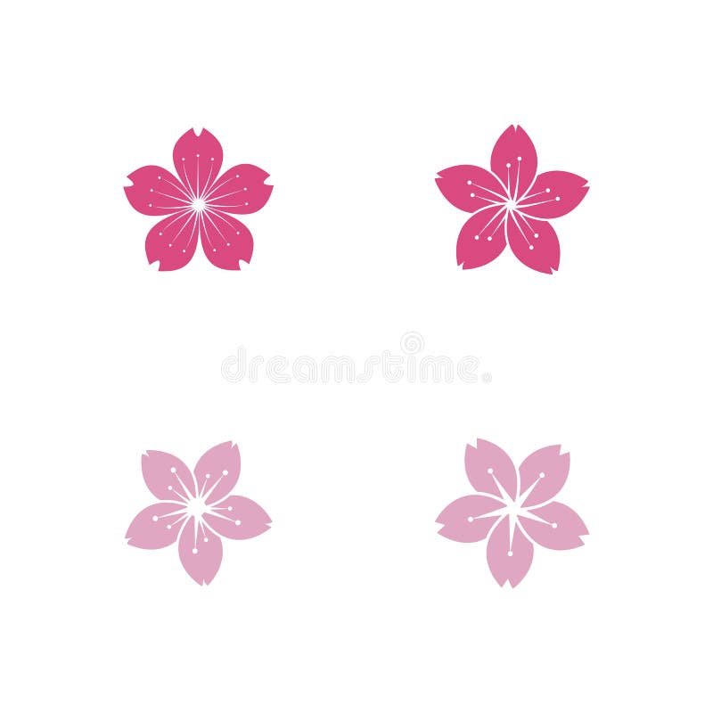 Set of Sakura Flower Icon Logo Vector Stock Vector - Illustration of ...