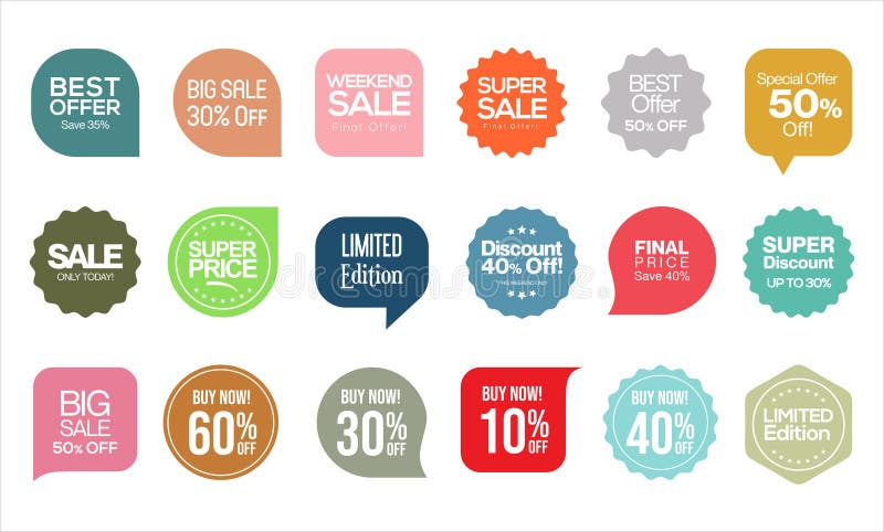 Set of Sale Badges Tags and Labels Design Vector Illustration Stock ...