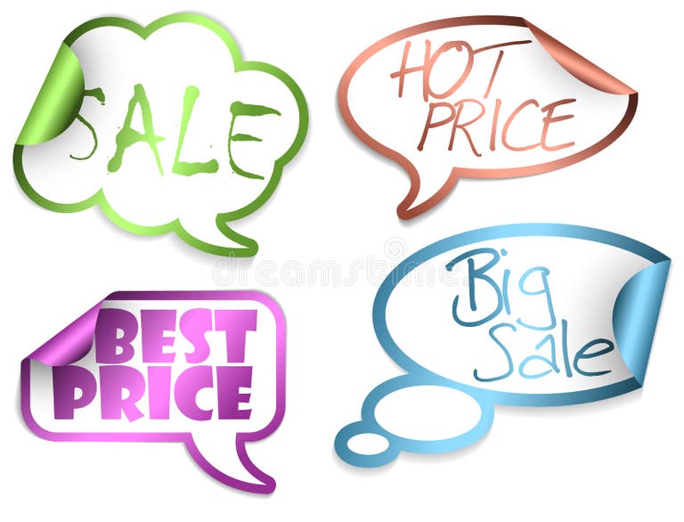 Set of Sale Comic Clouds stock illustration. Illustration of concept ...