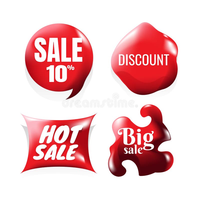 Sale Icons Set in Red Circle Stock Vector - Illustration of market ...