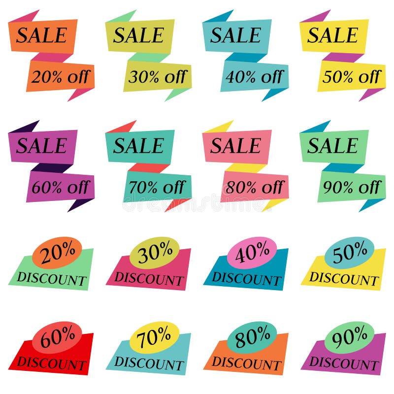 Set of Sale Discount Labels, Tags, Emblems Stock Vector - Illustration ...