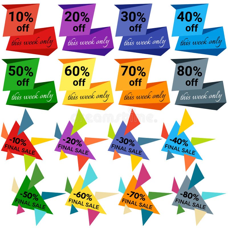 Set of Sale Discount Labels, Tags, Emblems Stock Vector - Illustration ...