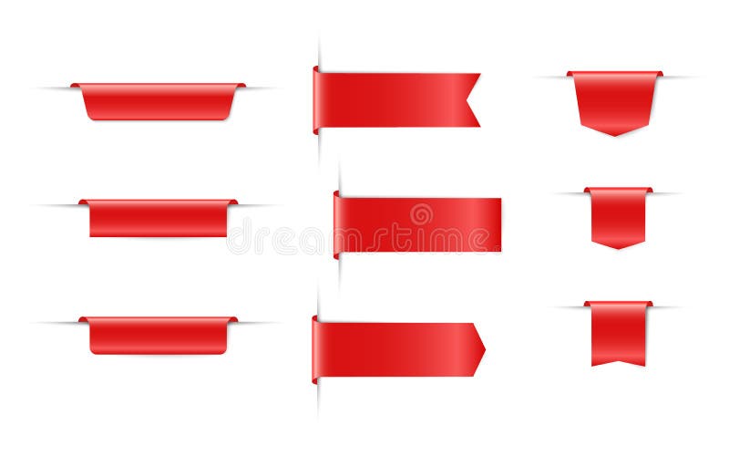 Set of Sale Empty Red Ribbons and Labels. Vector Discount Banners Stock ...