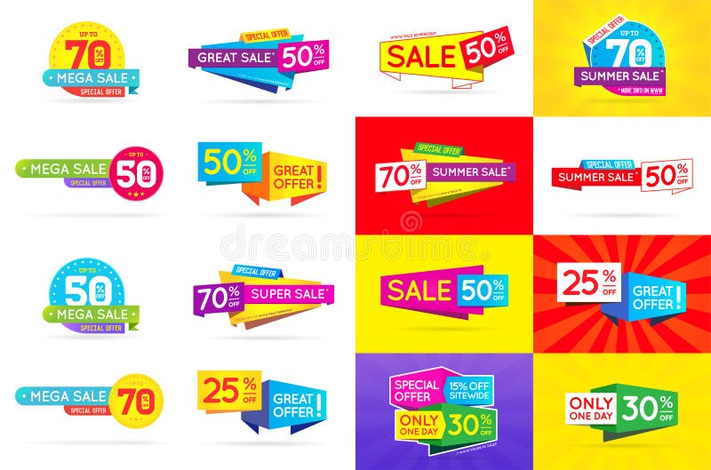 Set of Sale Signs, Banners, Posters, Cards. Stock Vector - Illustration ...