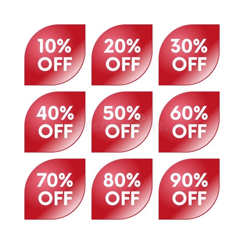 Set of Sale Tag. Percent Off. Vector. Stock Vector - Illustration of ...