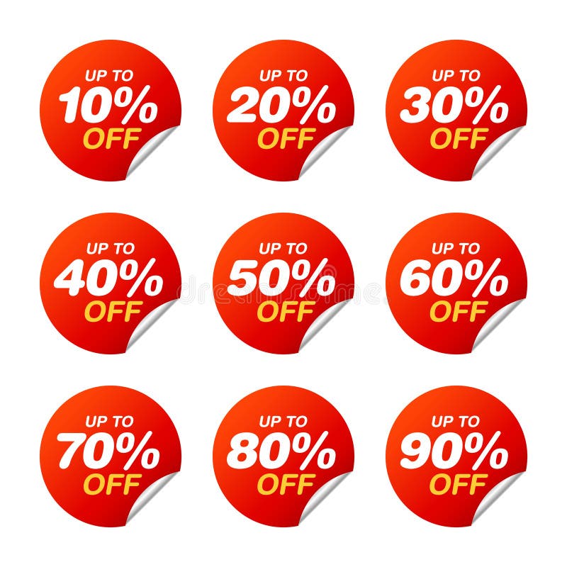 Set of Sale Tags. Discount Stickers Pack Stock Vector - Illustration of ...
