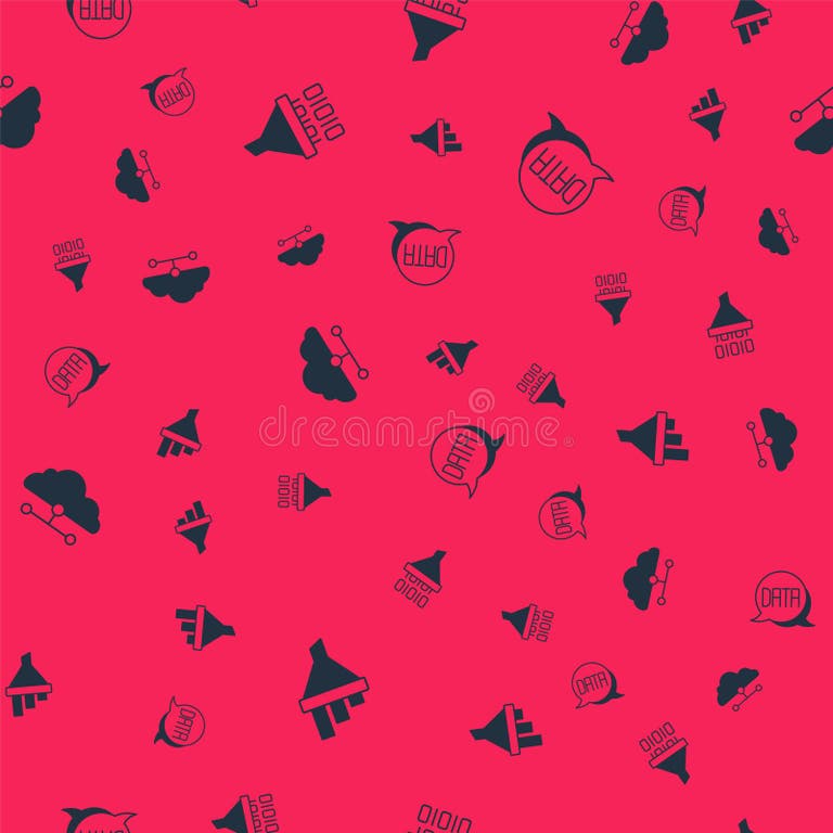 Set Sales Funnel with Chart, Binary Code, Network Cloud Connection and Data Analysis on Seamless ...