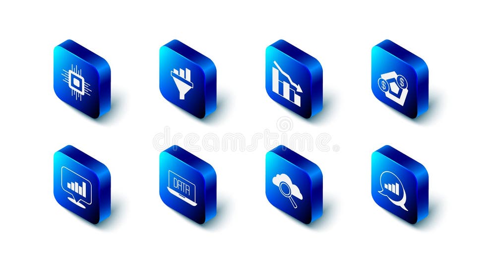 Set Sales Funnel with Chart, Financial Growth Decrease, Pie Infographic ...
