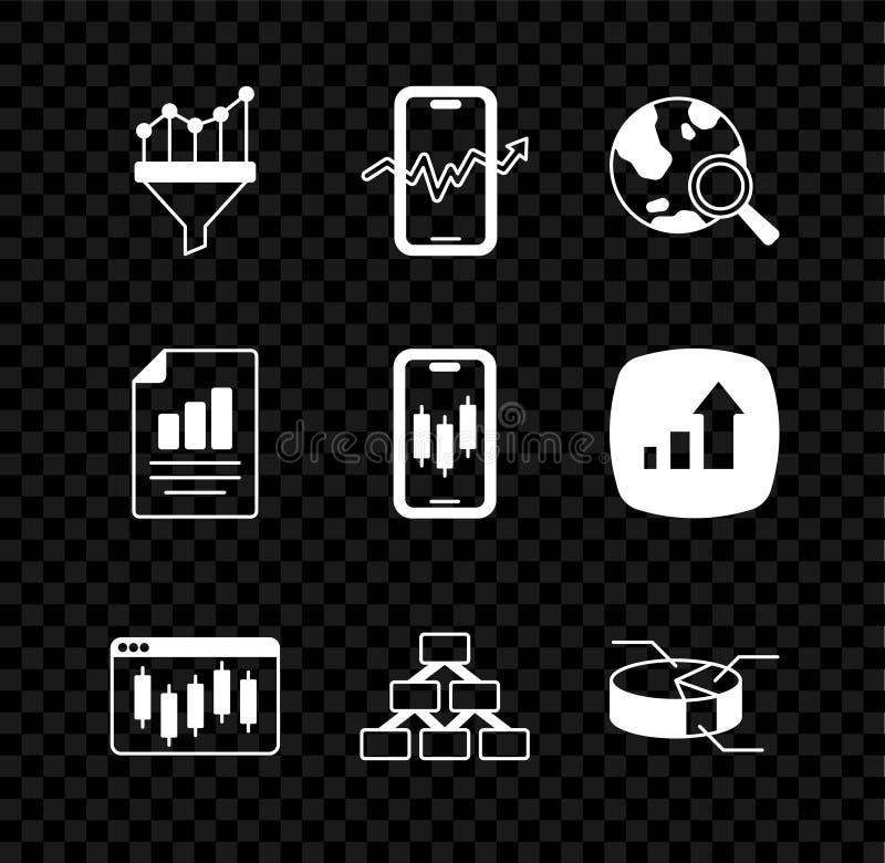 Set Sales Funnel with Chart, Mobile Stock Trading, Search Globe ... Set Sales Funnel with Chart, Mobile Stock Trading, Search Globe ...