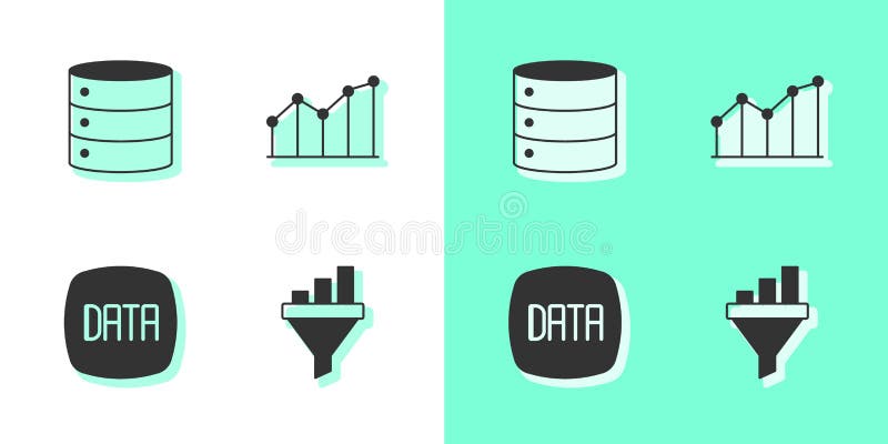 Set Sales Funnel with Chart, Server, Data Analysis and Pie Infographic Icon. Vector Stock Vector ...