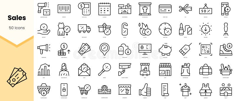 Set of Sales Icons. Simple Line Art Style Icons Pack Stock Vector ...