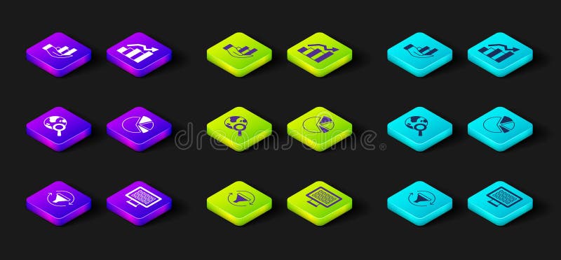 Set Sales-Trichter Mit Diagramm Binary Code Search Globe Pie ...