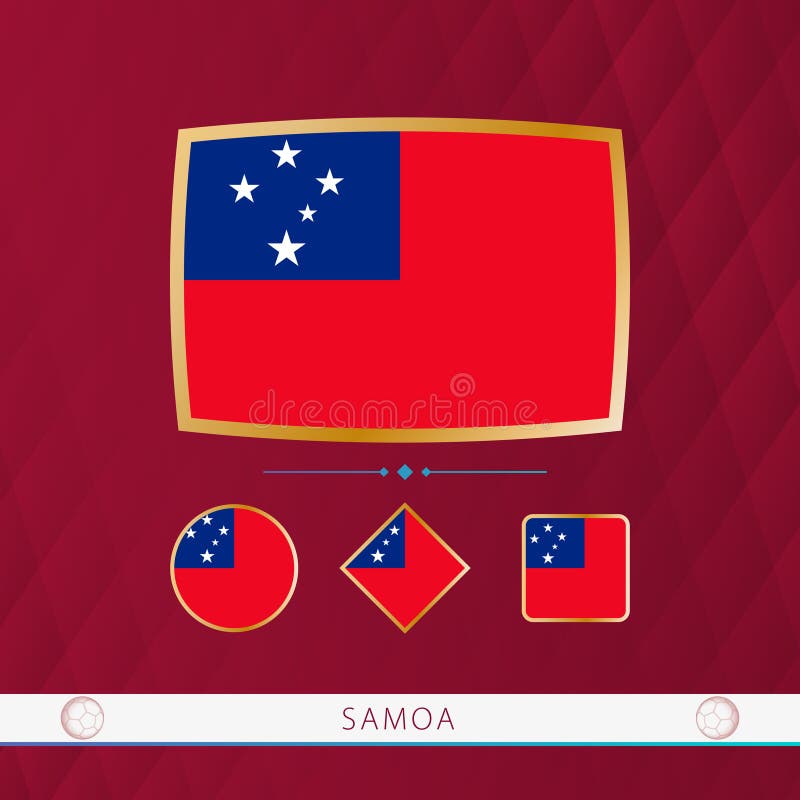 Set of Samoa Flags with Gold Frame for Use at Sporting Events on a ...