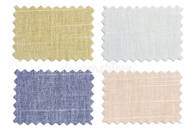 Set of Sample Pieces Color Fabric Isolated on White Stock Image - Image ...