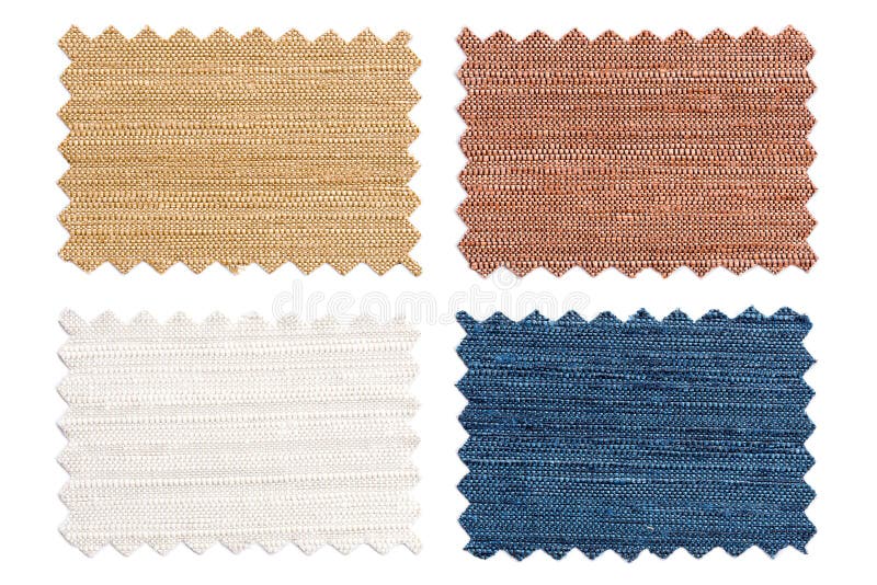 Set of Sample Pieces Color Fabric Isolated on White Stock Photo - Image ...