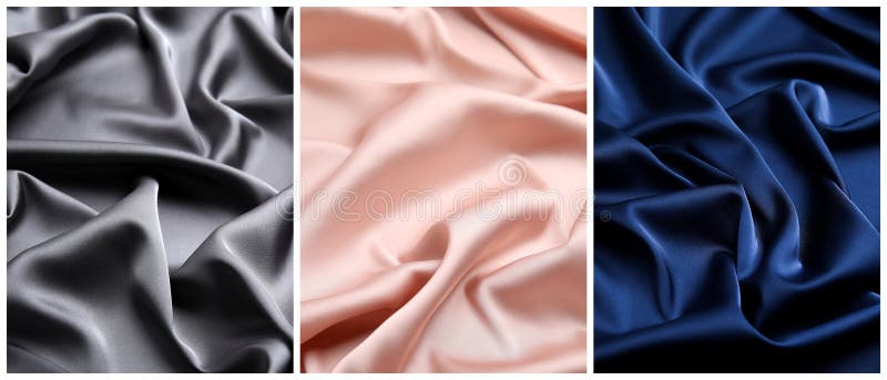 Set with Samples of Different Delicate Silk Fabrics. Banner Design ...