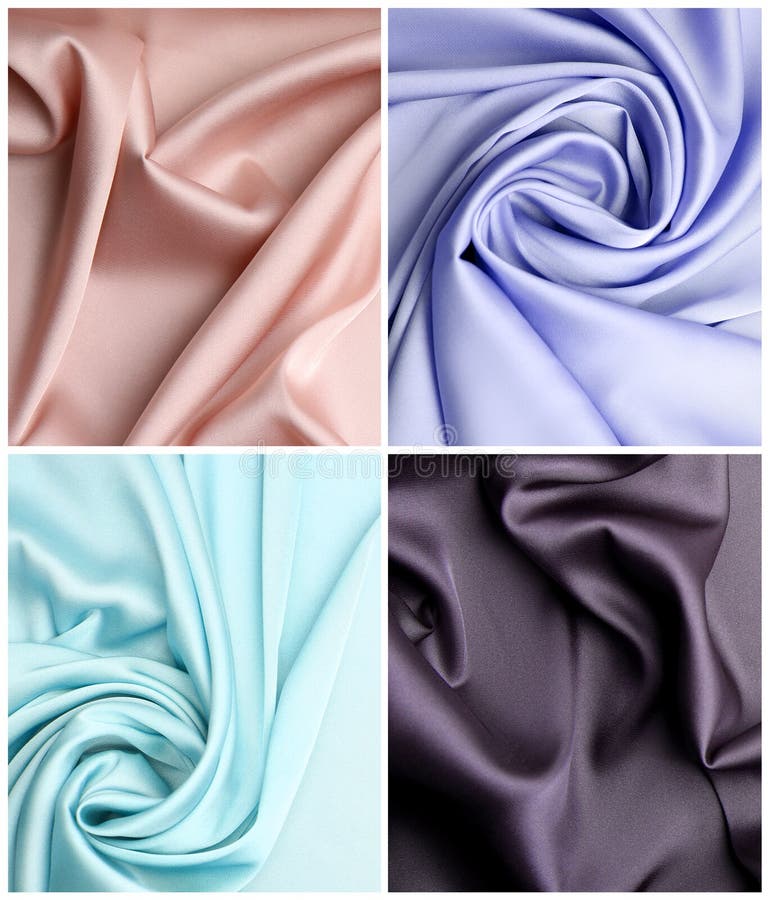 Set with Samples of Different Delicate Silk Fabrics Stock Photo - Image ...