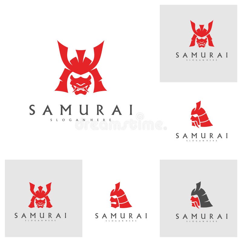 Set of Samurai Head Logo Design Vector. Samurai Warrior Logo Template ...